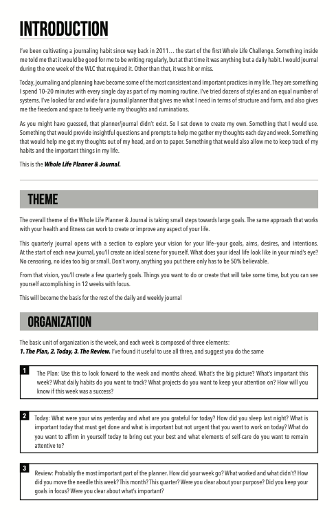 Better Every Day Journal – Whole Life Challenge